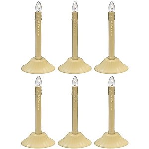 Creative Hobbies® Electric Candolier Indoor Christmas Candle Lamp, Ivory Plastic with Clear C7 Light Bulb - Pack of 6
