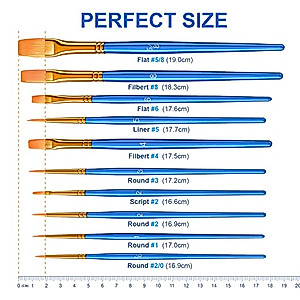 Paint Brush Set, Heartybay 10Pcs Paint Brushes for Acrylic Painting, Water Color Paintbrushes for Kids, Easter Egg Painting Brush, Face Paint Brush for Halloween, Round Pointed Tip Detail Small Brush