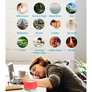 White Noise Sound Machine with Bluetooth Speaker, Night Light 40 Soothing Sounds 9 Color Lights Rechargeable Portable for Baby Kids Adults