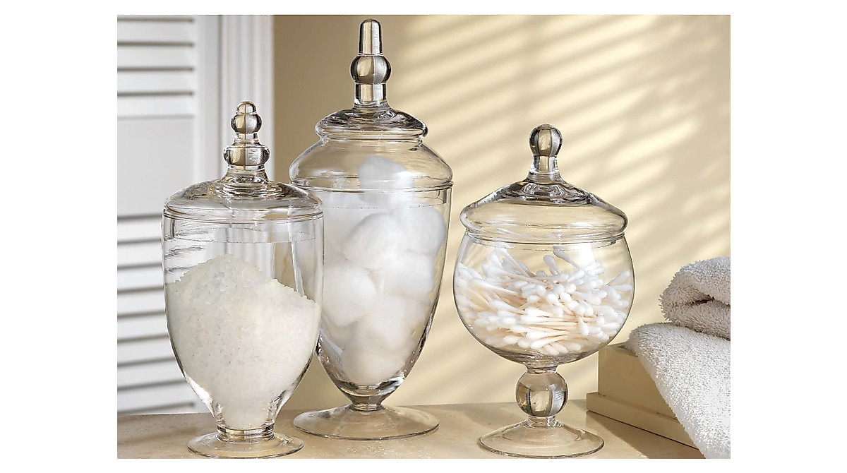 Elegant 3-Piece Glass Apothecary Jars for Home & Event Decor