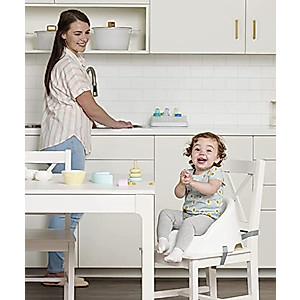 Regalo Baby Basics™ Booster Seat, White, Three-Point Safety Harness, Easily Wipeable, Sturdy & Durable Plastic