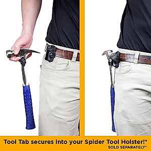 Spider Tool Holster - Hammer Holster Set - 1 Tool Holster + 1 Hammer Tab - Self Locking, Quick Draw Universal Tool Holder for Carrying a Hammer, Mallet, Wrench - Compatible with All Major Tool Brands