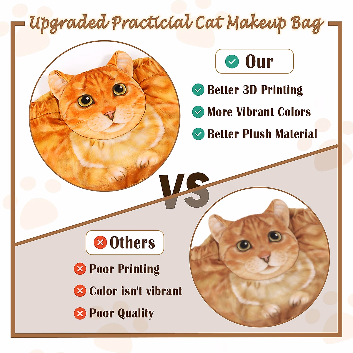Openhahaha Drawstring Makeup Bag, Cat Makeup Bag, Travel Makeup Organizer, Cosmetic Pouch Bag, Cat Gift for Women, Lay Flat Makeup Bag Gifts for Cat Lovers