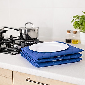 Navaris Electric Plate Warmer - 10 Plate Blanket Heater Pockets for Warming Dinner Plates to 165 Degrees in 10 Minutes - Thin Folding Design - Blue