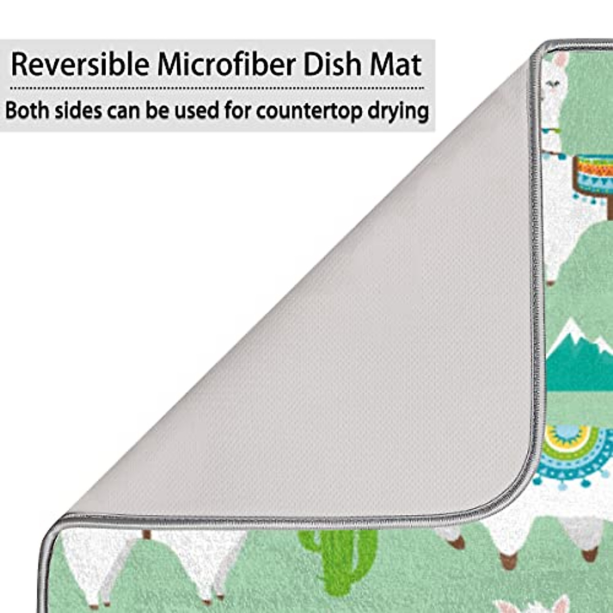 Classic Llama Dish Drying Mat for Kitchen Counter Absorbent Microfiber Dishes Drainer Mat Non-Slip Dish Draining Mat Fast Dry Kitchen Accessories Pad 16x18 inch