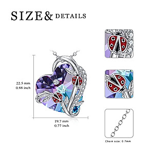 WINNICACA Ladybug Gifts Sterling Silver Ladybug Necklace for Women Crystal Ladybug Jewelry Ladybug Pendant for Teens Birthday