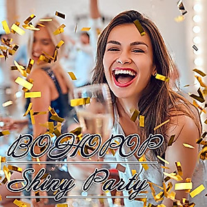 Party Poppers Confetti Shooters BOHOPOP Confetti Cannons 5 Packs (Gold) Confetti Popper Air Powered for Birthday, Wedding,Graduation, New Years Eve, Photos or Any Other Celebration With Party Poppers…