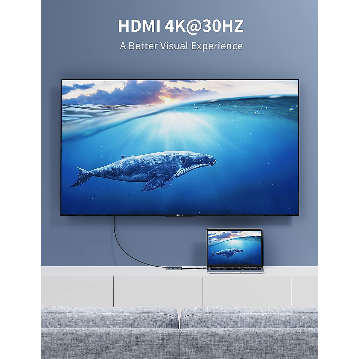 USB C Hub, 9-in-1 USB C Hub Multiport Adapter with USB 3.0, 4K HDMI, 100W PD Charging, SD/TF Card Reader, RJ45 Ethernet, VGA and Audio Jack, Hurple USB-C Hub for MacBook Pro iPad Pro and More