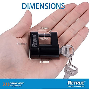 RETRUE Trailer Tongue Coupler Lock, Trailer Hitch Lock,Dia 1/4 Inch, 3/4 Inch Span for Tow Boat RV Truck Car's Coupler (1 Pack, Black)