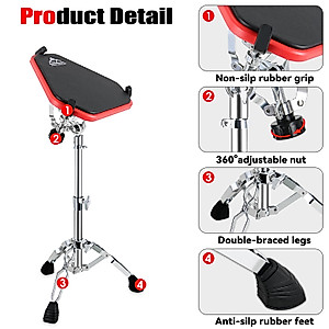 EASTROCK Practice Drum Pad With Stand, 11 Inches Double Sided Slient Silicone Drum Practice Pad, Silicone Dumb Drum with Drum Stand，Red+Black