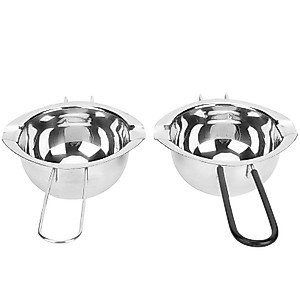 2 Pack Stainless Steel Double Boiler Pot, Chocolate Melting Pot Soap Candle Candy Making Tool Kit Wax Melting Heat Proof Bowl for Melting Chocolate, Butter, Cheese(Green+Red)