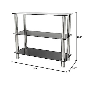 AVF S13-A Wide 3 Tier Shelving Unit in Black Glass & Chrome