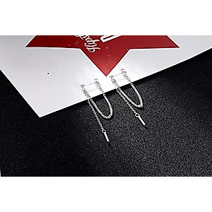 Chain Earrings for Women 18K Gold Plated Dainty Bar Drop Dangle Earrings Long Threader Earring Hypoallergenic Line Dangly Jewelry Gift for Teen Girls Women (Gold Plated/chain stud)