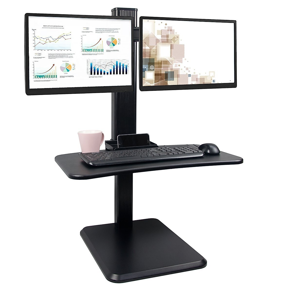 Dual Monitor Desk Converter, Adjustable Standing Desk Converter, Standing Desk Workstation with VESA Mount, Black