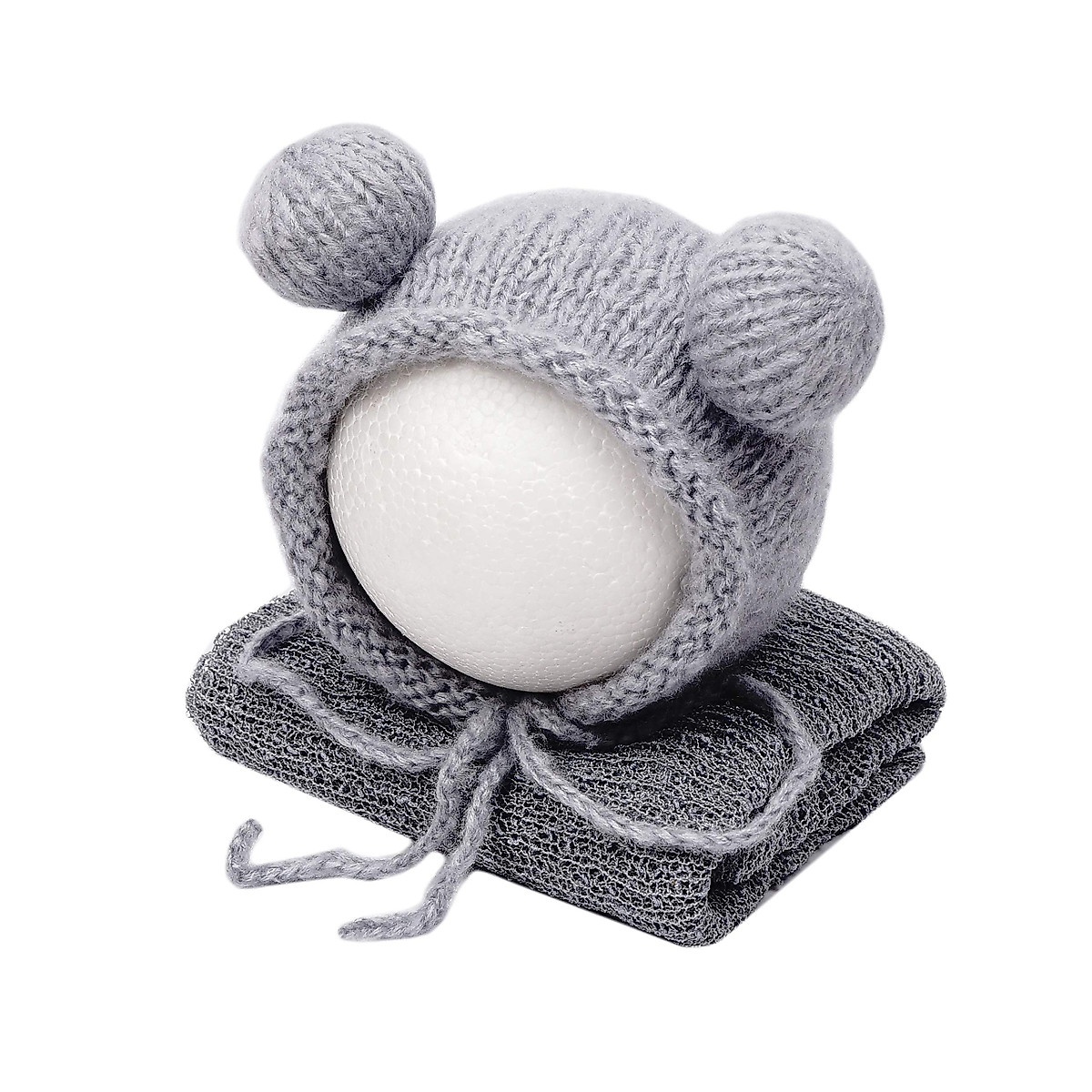 Zeroest Baby Photography Props Wrap Hat Newborn Photo Shoot Outfits Infant Photos Hats Blanket Set (Grey)