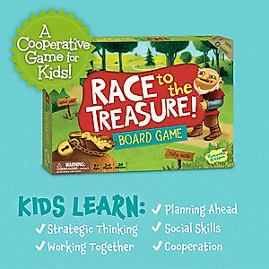 Peaceable Kingdom Race to the Treasure! Cooperative Path Building Game for 2 to 4 Kids Ages 5+