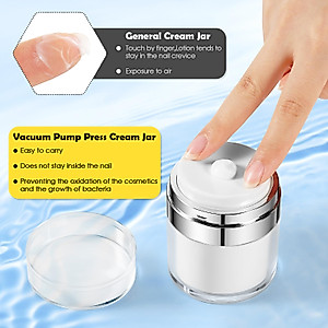 3 Pcs Airless Pump Jar 1.7oz Cream Jar Vacuum Bottle Moisturizer Pump Dispenser with Pump for Skincare Creams Lotions Leak Proof Airless Pump Bottles for Toiletries Refillable Travel Lotion Containers