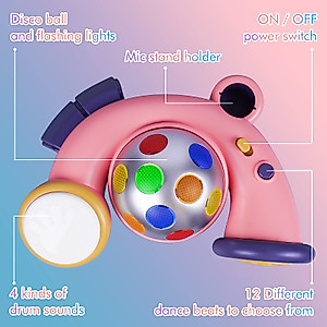 CYURMJUN Kids Microphone with Stand, Kids Karaoke Machine Music Toys, Toy Microphone with Stand for Kids Boys Girls Birthday