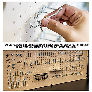 HILTEX 53108 100 Piece Metal Peg board Hooks and Accessories Set, Pegboard Hooks Assortment, Bins & Hooks for Crafts, Organizer for Garage, Peg Board Tool Utility Hooks, 1/4 Pegboard Hooks Accessories