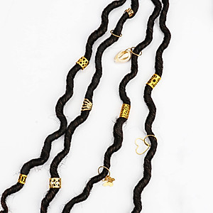 JALANCY 202 Pcs Hair Jewelry for Women Braids, Locs Jewelry Dreadlocks Beads Hair Braid Rings Hair Cuffs Shells Heart Butterfly Hair Pendants Hair Clips for Dreadlock Accessories (Gold)