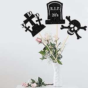 Rip to My 20s Centerpiece Sticks,30th Birthday Decoration,Cheers to 30 Years/Funeral for My Youth/Death to My Twenties Party Supplies for Women Men 12 Pieces Black