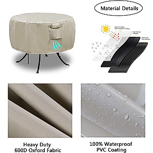 POMER 36 Inch Round Patio Table Cover, Waterproof Dining Table Cover for 34" 36" Outdoor Coffee Side Table Dustproof Patio Bistro Table Cover - 36" D x 20" H