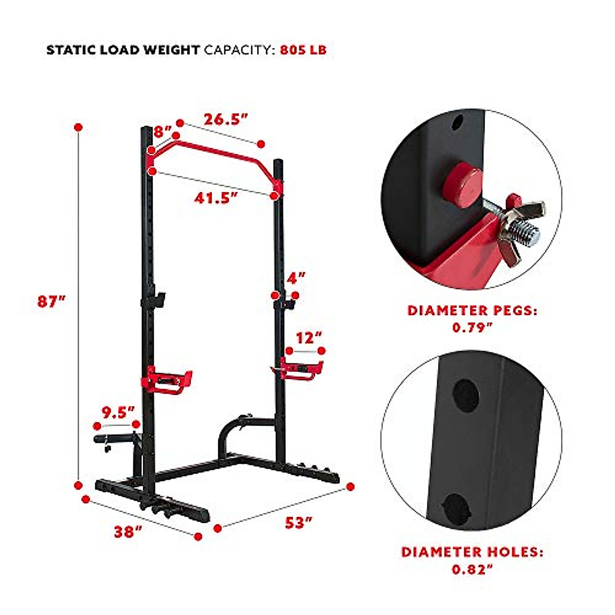 Sunny Health & Fitness Power Zone Squat Stand Power Rack Cage - SF-XF9931