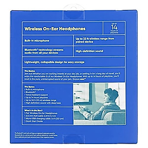 onn | Bluetooth On-Ear Headphones (Blue)