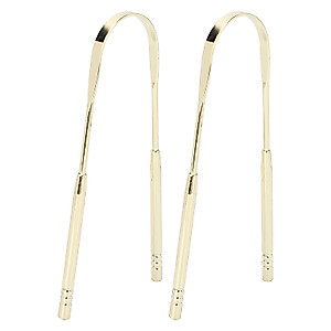 2Pcs Stainless Steel Tongue Scrape, U Shape Tongue Cleaner Oral Tongue Scraper for Oral Care Fights Bad Breath for Adults and Kids(gold)