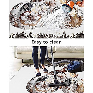 Thanksgiving Fall Outdoor Rug for Patio/Deck/Porch, Non-Slip Large Area Rug 6 x 9 Ft, Pumpkin Harvest Gray Floral Botanical Indoor Outdoor Rugs Washable Area Rugs, Reversible Camping Rug Carpet Runner