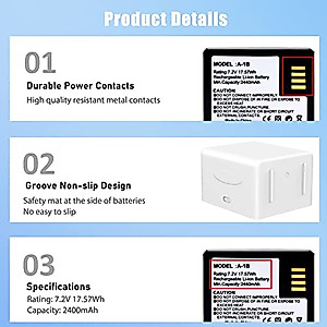 2- Pack 2440mAh Rechargeable Battery for Arlo Pro Arlo Pro 2 Camera, with Dual LCD USB Battery Charger Station and Micro-USB Cable