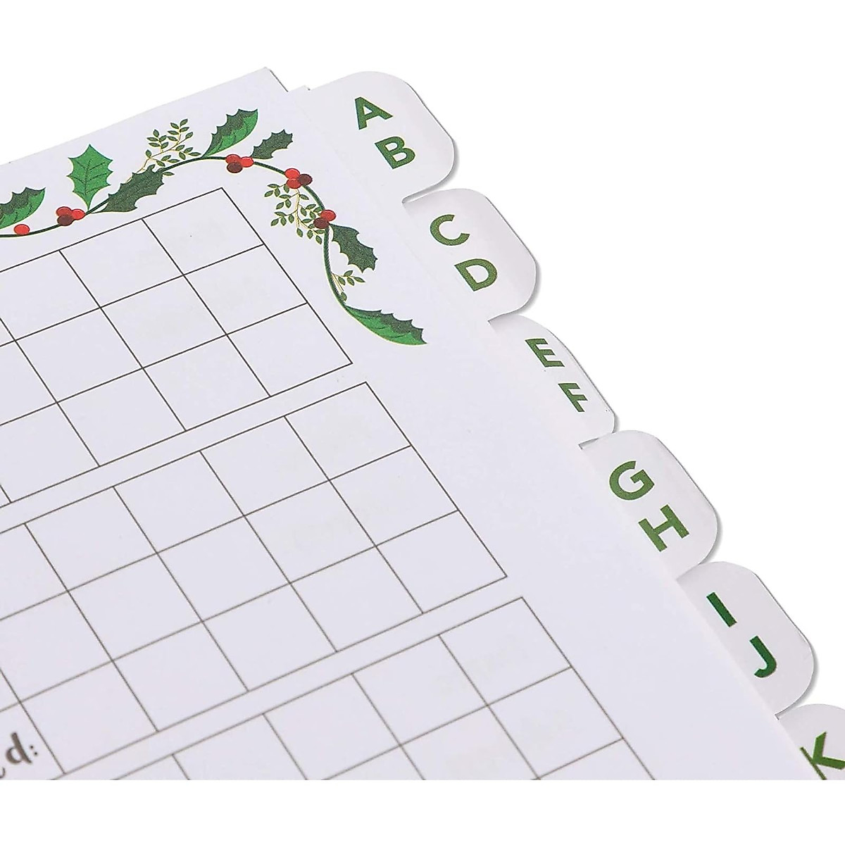 Sustainable Greetings A-Z Spiral Christmas Card Address Book with Alphabetical Tabs, Office Supplies, Address Book and Tracker, The Season to Be Jolly (6.5 x 9 in, 208 Sheets)