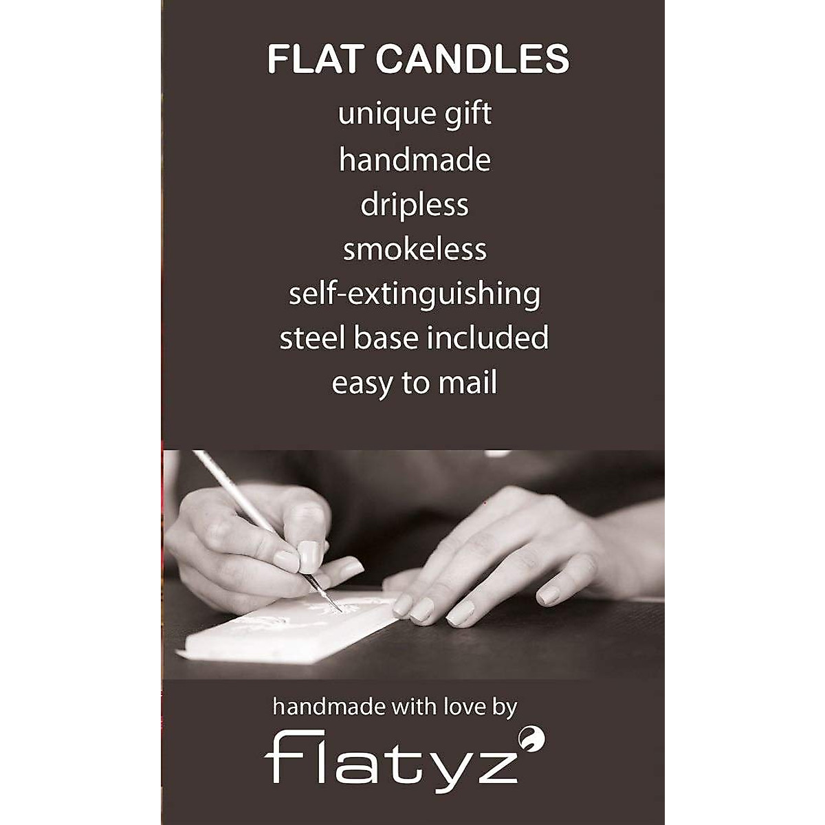 Flatyz Hand Painted Flat Candle| Unscented, Dripless, Smokeless, Decorative | Sailing | Double Wick with Metal Base | Unique Gift Idea and Home Décor Accent