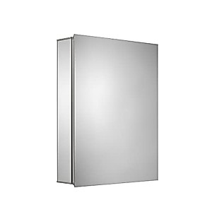 Croydex Hartford Single Door, Recessed or Surface Mount, Hang 'n' Lock Easy Installation Medicine Cabinet, 20W x 26H, Aluminum