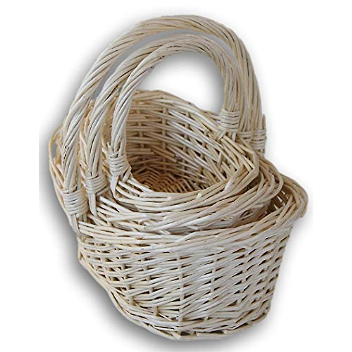 Daisy Crafts Small Baskets with Handles Nesting Wicker for Wedding, Produce, Crafts, Easter -Set of 3 Sizes