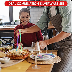 DSNN 48 Pieces Iridescent Flatware Set with Silverware Organizer, Nice Design Cutlery Service for 8, Stainless Steel Kitchen Utensil