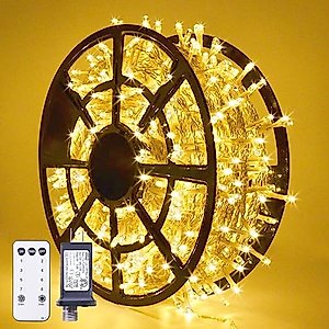 JMEXSUSS 168FT 600 LED Christmas Lights Outdoor Waterproof 8 Modes Indoor Christmas String Lights Warm White Christmas Tree Lights Plug in for Room Bedroom Wedding Party Holiday Decorations.
