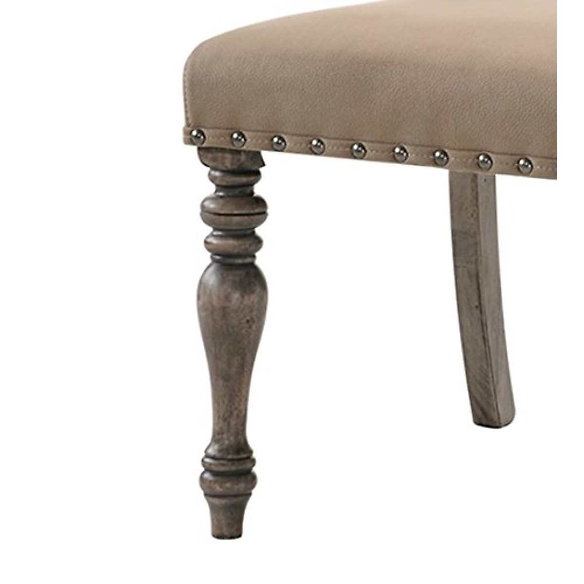 Roundhill Furniture Birmingham Script Printed Driftwood Finish Dining Chair with Nail head, Set of 2,