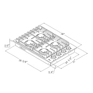Empava 30" Built-in Gas Stove Cooktop with 4 Sealed Burners LPG Convertible in Stainless Steel, 30 Inch