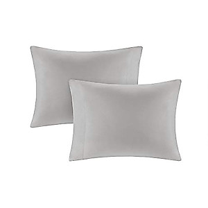 Comfort Spaces Full Comforter Sets with Sheets - Bed in a Bag 9 Pieces Teen Bedding Sets Full, Red and Grey Stripes Bedding Full, College Full Bed Set with 2 Side Pockets Bedroom Organizer