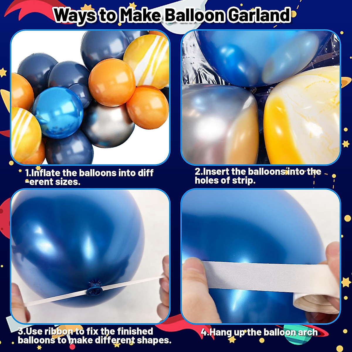 162PCS Outer Space Birthday Party Supplies, Space Themed Party Decorations Include Banner, Balloons, Backdrop, Hanging Swirls, Tablecloth, Plates, Cake Toppers for Kids Birthday Decorations