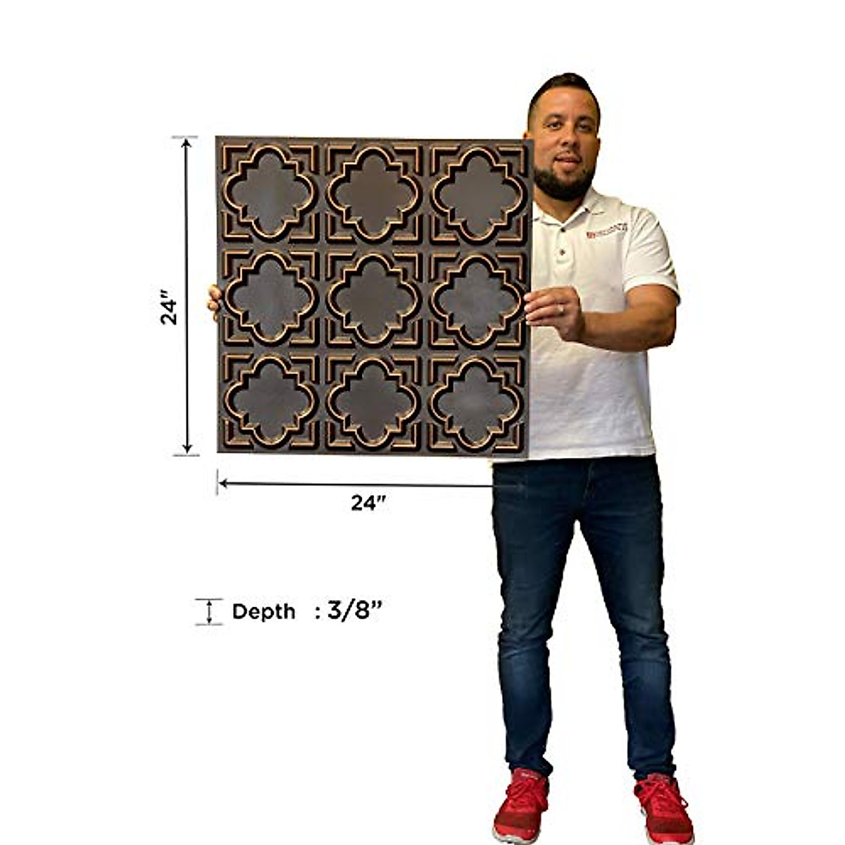 Casablanca-Faux Tin Ceiling Tile - Antique Copper 25-Pack