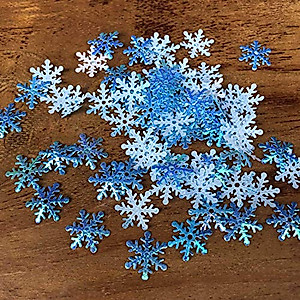 OuMuaMua 1200Pcs Snowflakes Confetti Decorations for Christmas, White and Blue Winter Confetti Snow Party Pack for Wedding Birthday Holiday Party Table Decorations Supplies