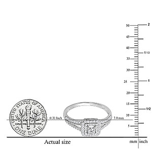 Dazzlingrock Collection Princess & Round White Diamond Halo Style Wedding Ring for Her 1/2 CT (0.50 ctw, Color I-J, Clarity I1-I2) in 14K White Gold, Size 10