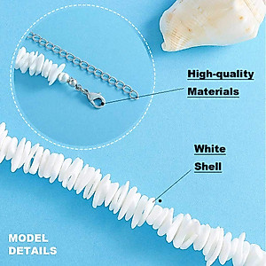 Latious Puka White Shell Necklace Beach Chip Seashell Necklaces Clam Chips Necklace for Women
