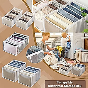 Owill-home Wardrobe Clothes Organizer（5PCS）- Foldable Storage Drawer Divider Boxes for Clothes Portable Closet Organizers Washable Storage Containers for Underwear, Leggings, Skirts, T-shirts, Socks