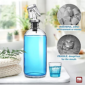 GMISUN Mouthwash Dispenser, 2 Pack 16oz Glass Mouthwash Decanter for Bathroom, 2 Refillable Mouthwash Bottles Container, 3 Pour Spouts, 2 Reusable Mouthwash Cups, Preprinted Labels and Funnel