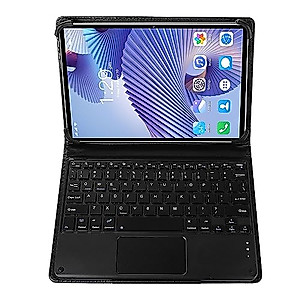 Jopwkuin Tablet PC, Octa Core CPU HD Tablet 8GB RAM 256GB ROM 10.1in FHD 5G WiFi 4G LTE with Keyboard for Travel (US Plug)