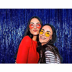 Royal Blue Foil Fringe Curtain 3 Ft x 8 Ft Pack of 2 Bridal and Baby Shower Mermaid Shark Sweet 16 Birthday Bachelorette Engagement Halloween Party Backdrop Decorations