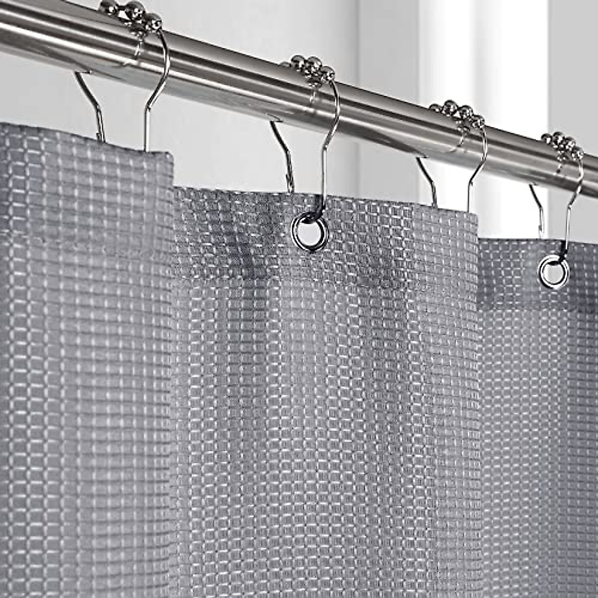 GlowSol Shower Curtain Waffle Weave Fabric Shower Curtain for Bathroom Water-Proof Shower Curtain with Grommet Grey Bathtubs Curtain 72"×78"